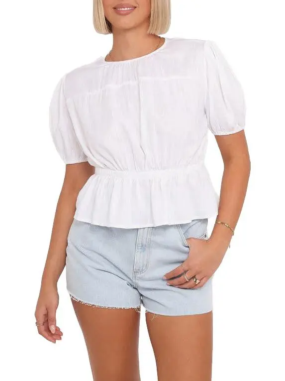 PETAL & PUP Solstice Cotton & Linen Blend Peplum Top - White