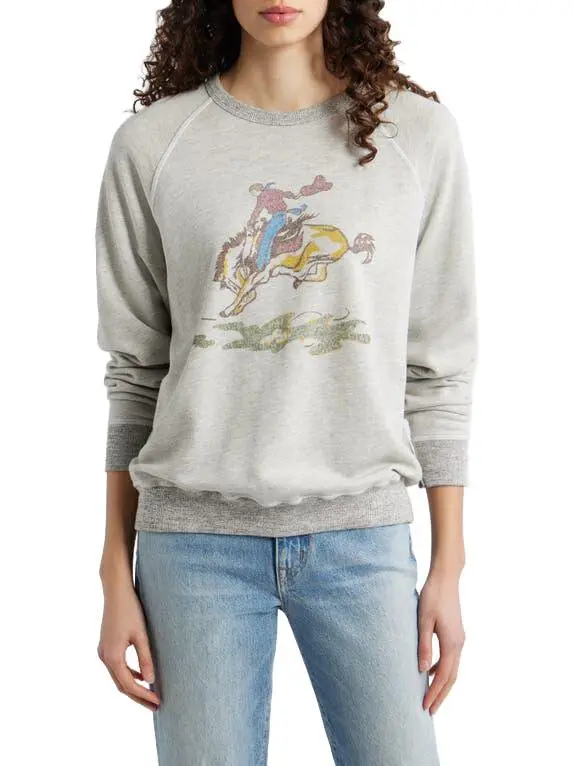 The Great. Cotton Graphic Sweatshirt - Soft Heather Grey
