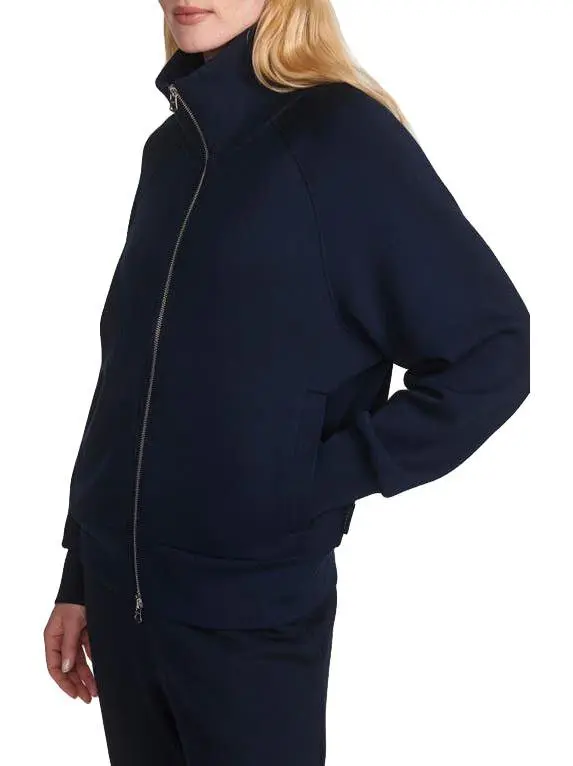 Varley Tyde Mixed Media Zip Front Sweatshirt - Navy