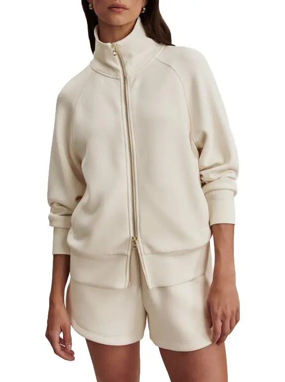 Varley Tyde Mixed Media Zip Front Sweatshirt - Pristine