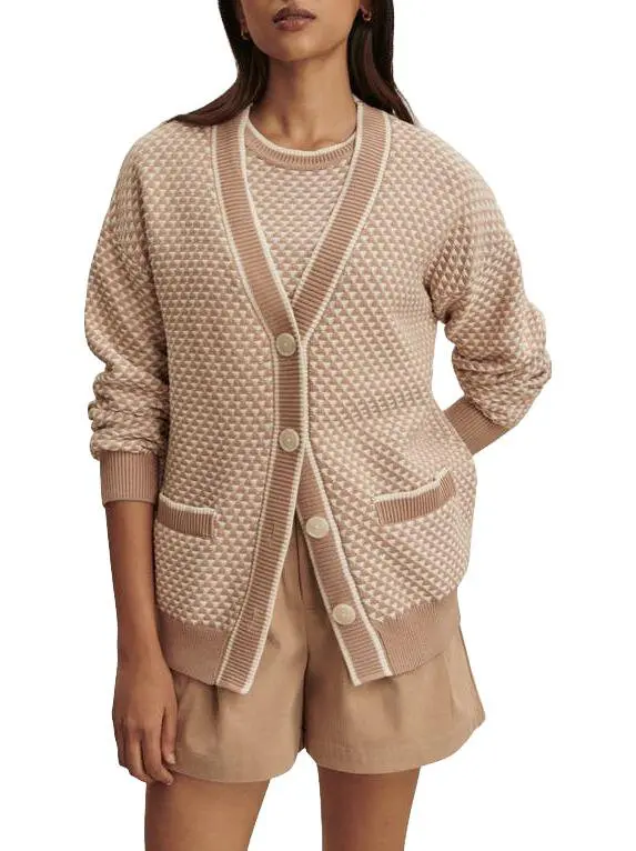Varley Tarran Longline Cotton Boyfriend Cardigan - Light Taupe