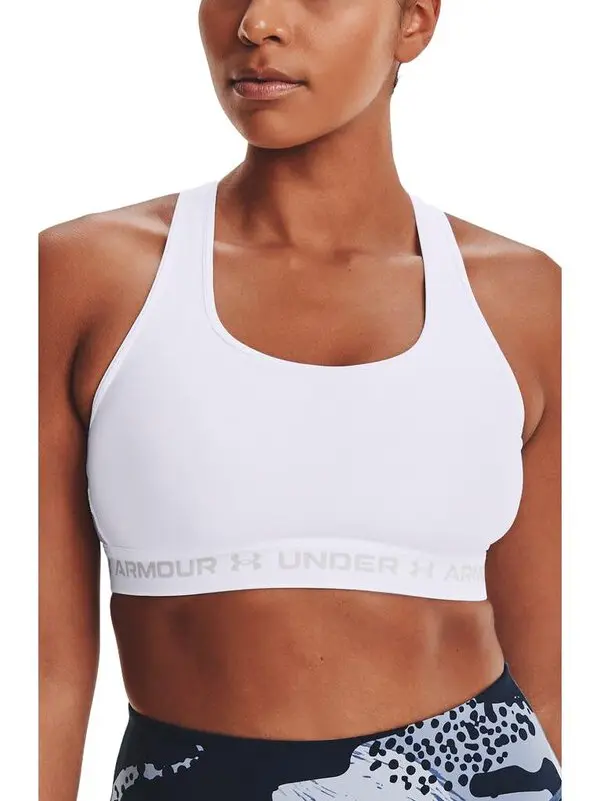 Under Armour Heatgear® Mid Cross Back Sports Bra - 100 White