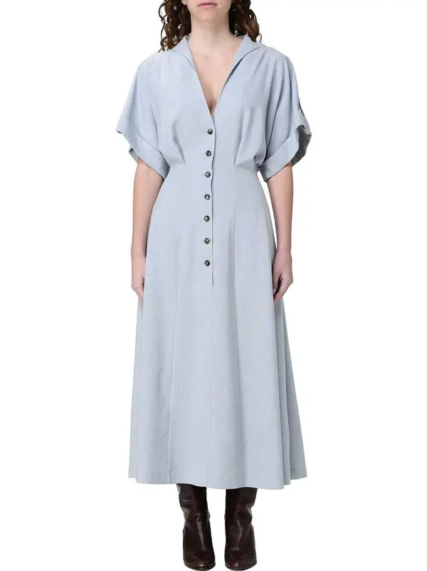 Alberta Ferretti Viscose And Silk Blend Midi Dress - Blue