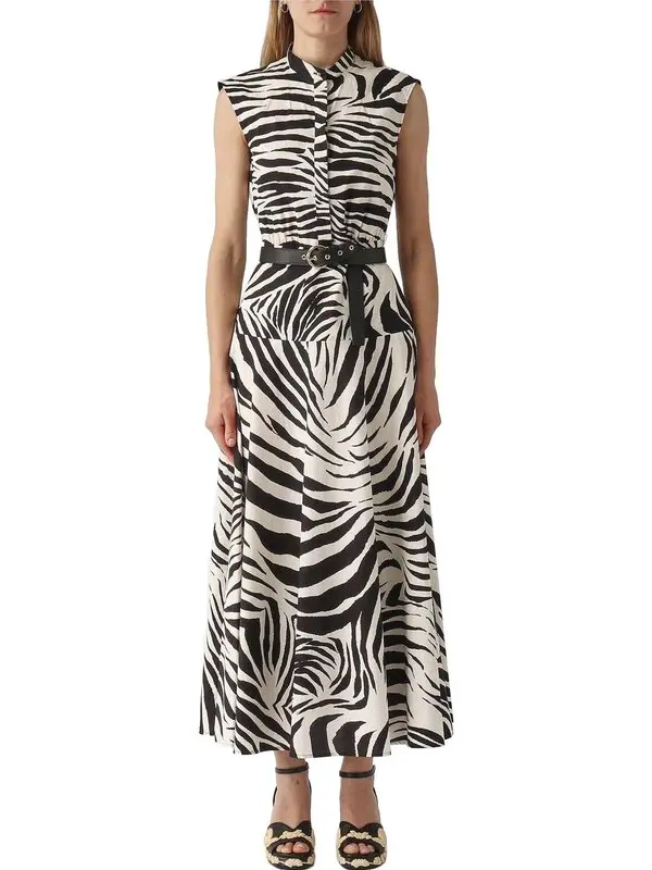 Max Mara Sleeveless Printed Midi Dress - White