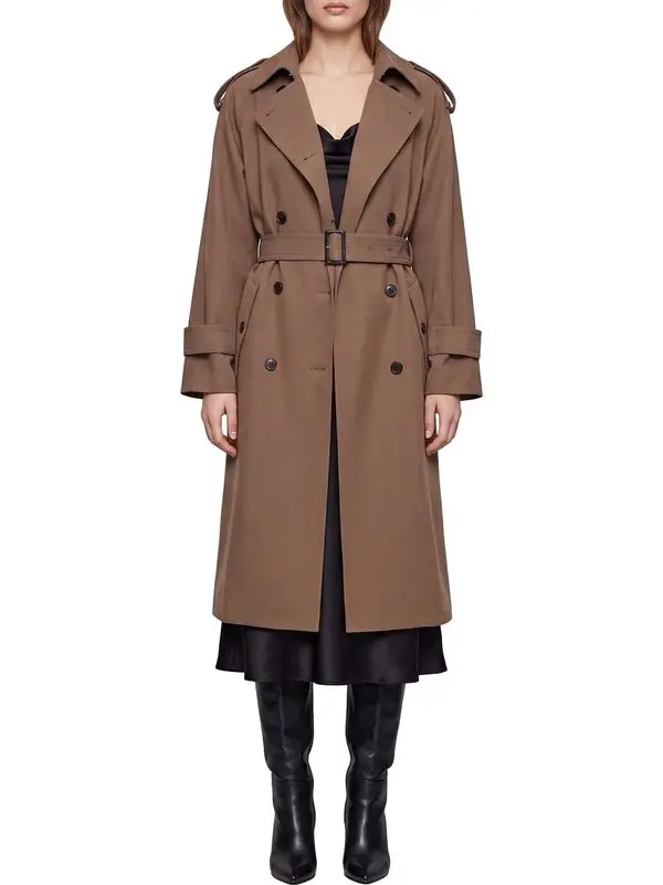 Max Mara Virgin Wool Double Breasted Trench Coat - Brown