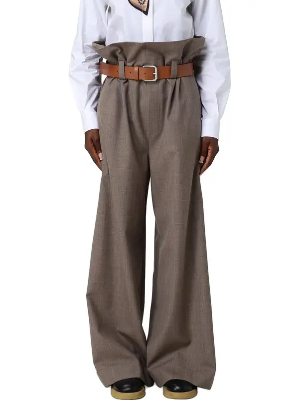 Moschino Wool Wide-leg Trousers - Brown