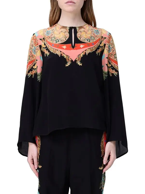 Etro Silk Blend Top With Statement Print - Black