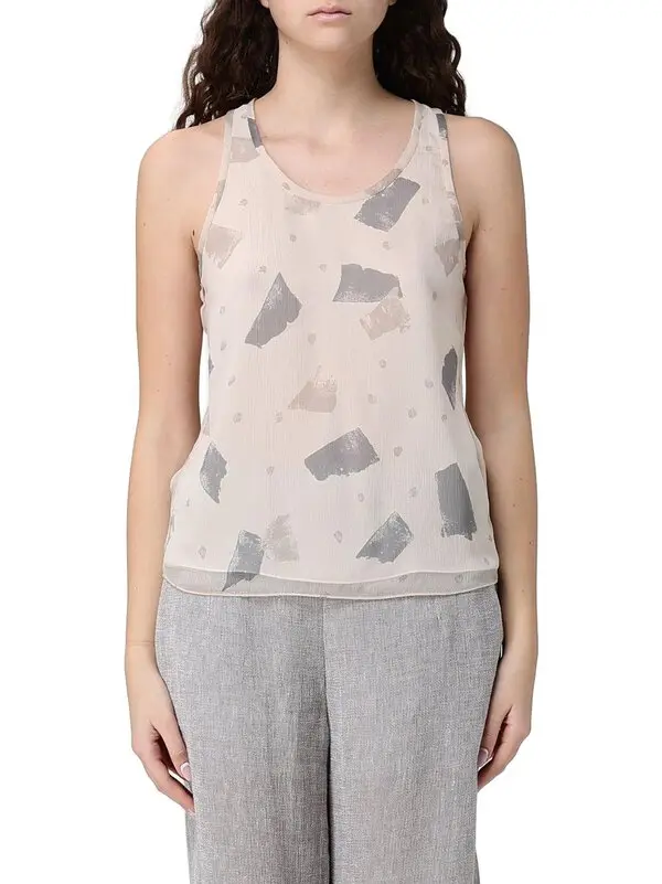 Emporio Armani Printed Silk Blend Top - Multicolor