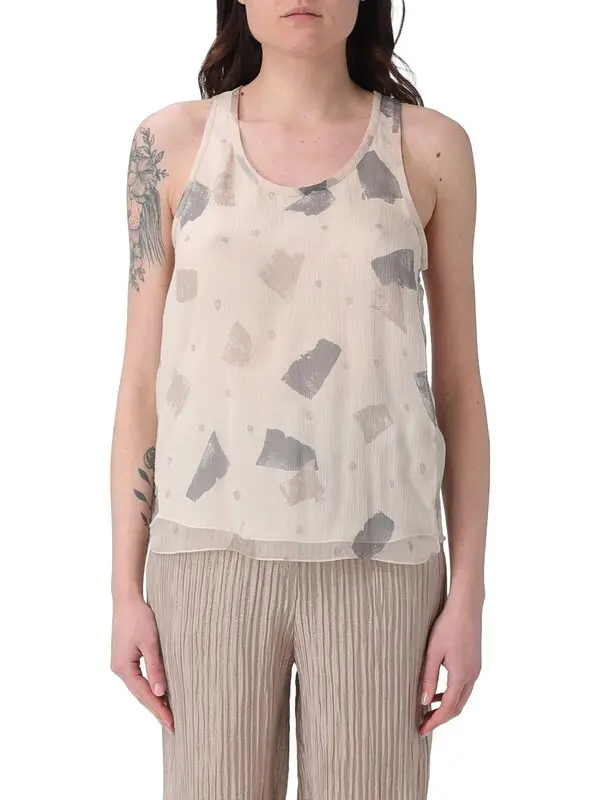 Emporio Armani Printed Silk Blend Top - Multicolor