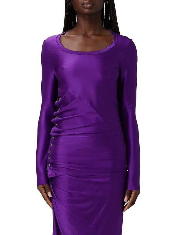 Rabanne Ruched Stretch Jersey Top - Violet