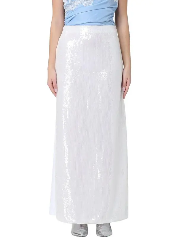 Moschino Sequined Cotton Blend Long Skirt - White