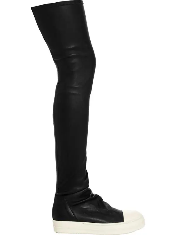 Rick Owens Stretch Leather Thigh-high Boots - White