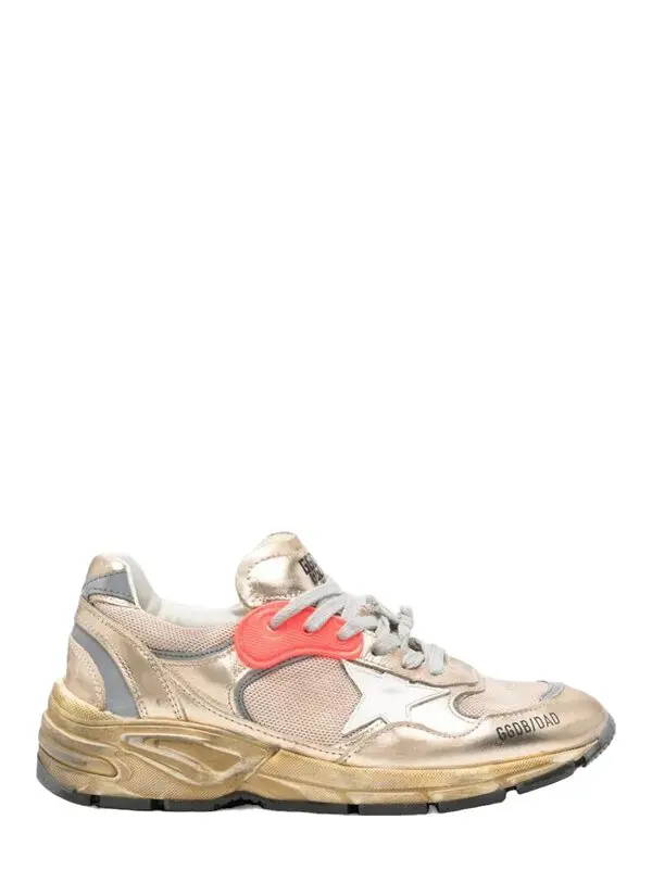 GOLDEN GOOSE Dad-star Sneakers In Mesh And Laminated Leather - Silver