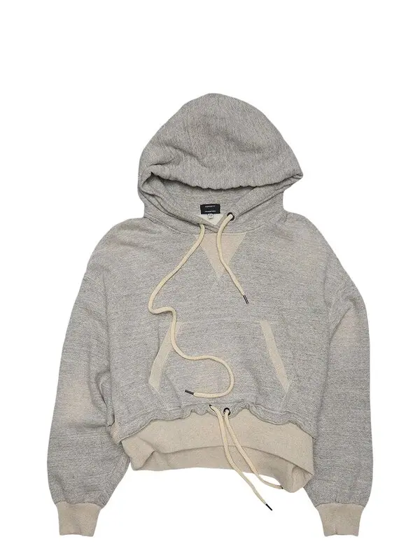 R13 Cinched Hem Popover Hoodie - Grey