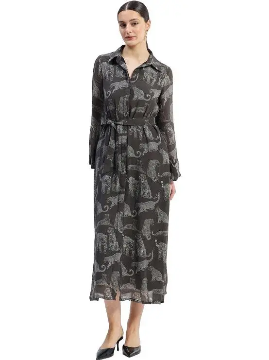 REISTOR Relaxed-fit Printed Maxi Shirt Dress - Animal Print