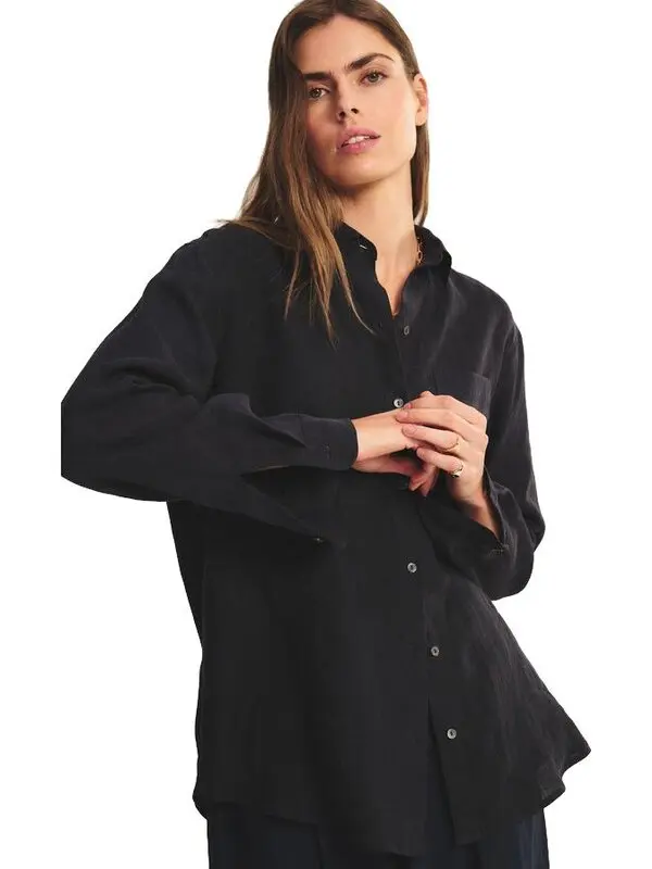 Velvet By Graham & Spencer Mulholland Linen Shirt - Black