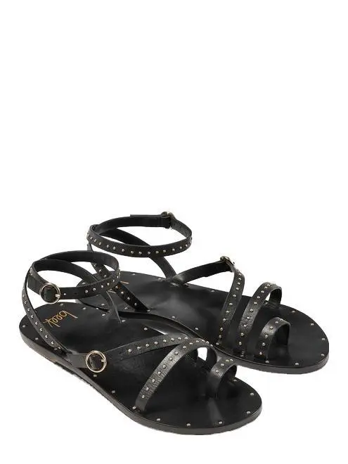 Beek Shikra Leather Toe-ring Sandals - Black