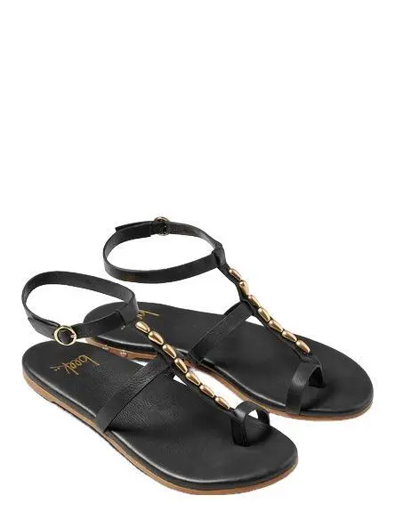 Beek Goldenbird Leather Toe-ring Sandal - Black