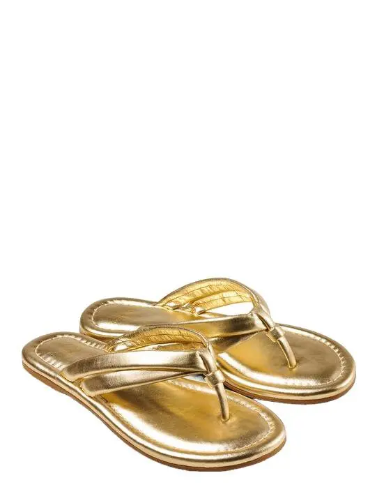 Beek Toucan Leather Flip Flops - Gold