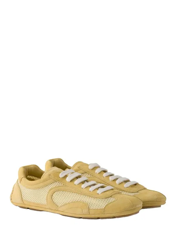 Prada Montecarlo Re-edition 2005 Suede And Mesh Sneakers - Yellow