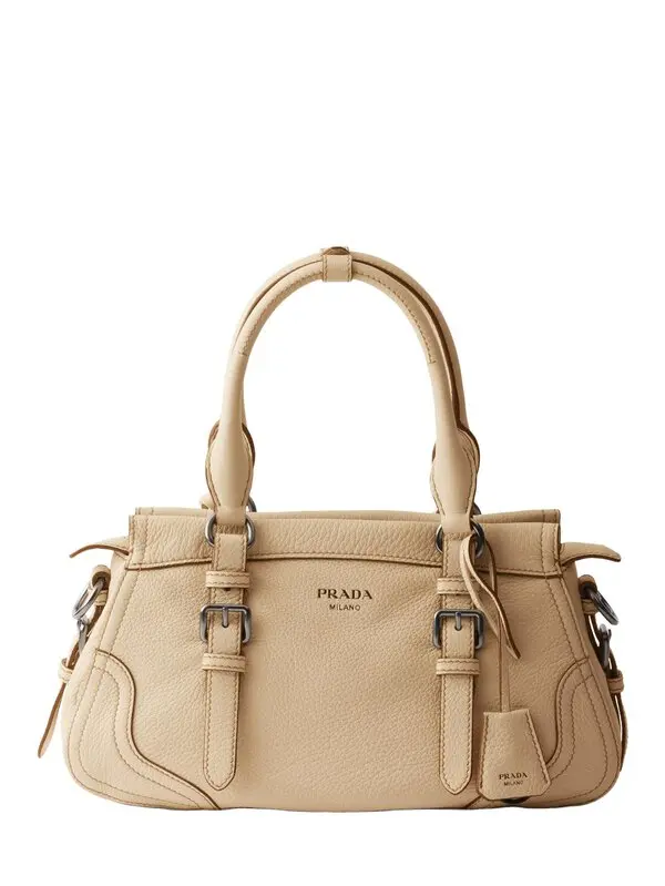 Prada Leather Tote Bag - Neutral