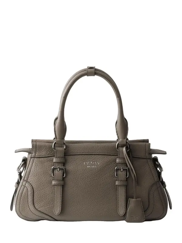 Prada Large Leather Tote Bag - Grey