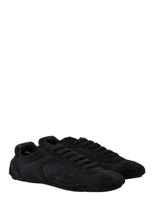 Prada Montecarlo Re-edition 2005 Suede And Mesh Sneakers - Black