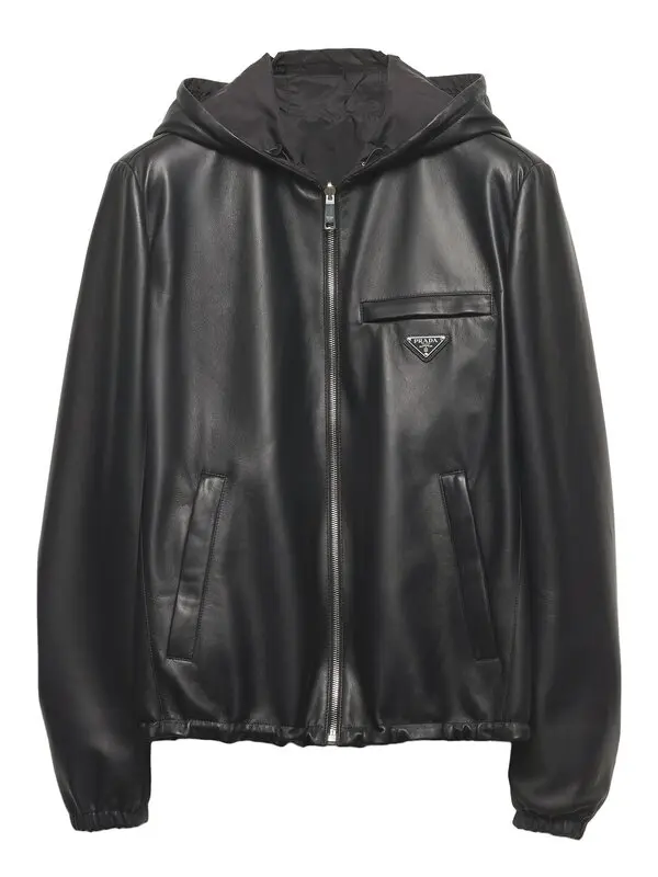 Prada Reversible Nappa Leather And Re-nylon Jacket - Black
