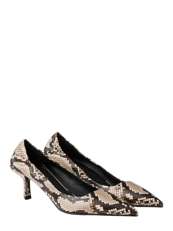 Prada Printed Ayers Leather Pumps - Neutral