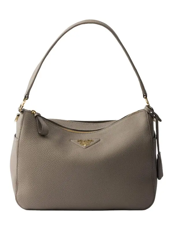 Prada Medium Leather Shoulder Bag - Grey