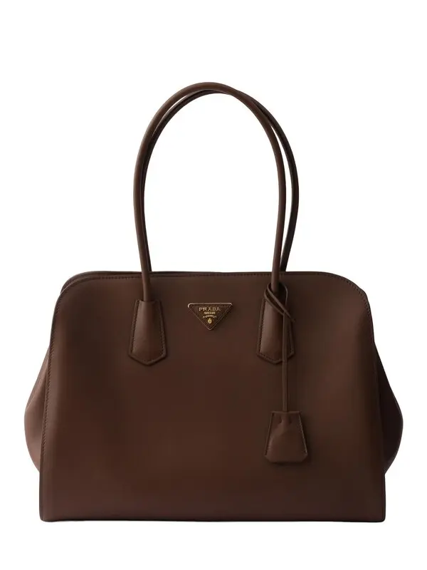 Prada Large Leather Tote Bag - Brown