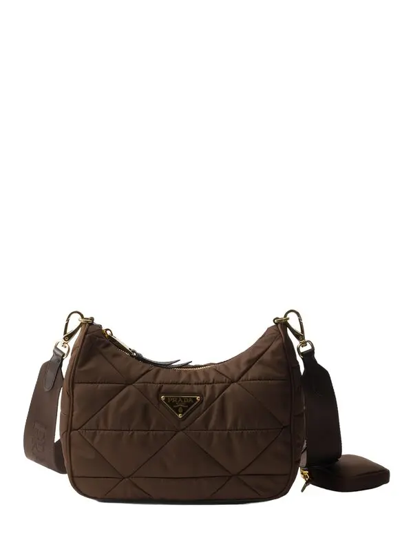 Prada Padded Re-nylon Shoulder Bag - Brown