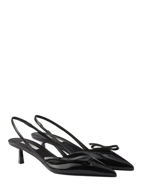 Prada Patent Leather Slingback Pumps - Black