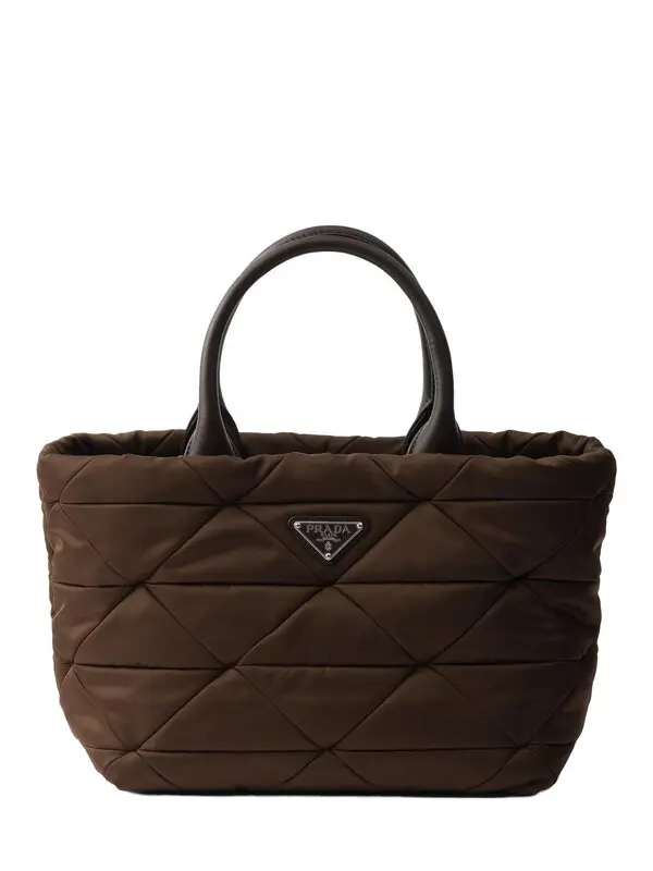 Prada Medium Padded Re-nylon And Leather Tote Bag - Brown