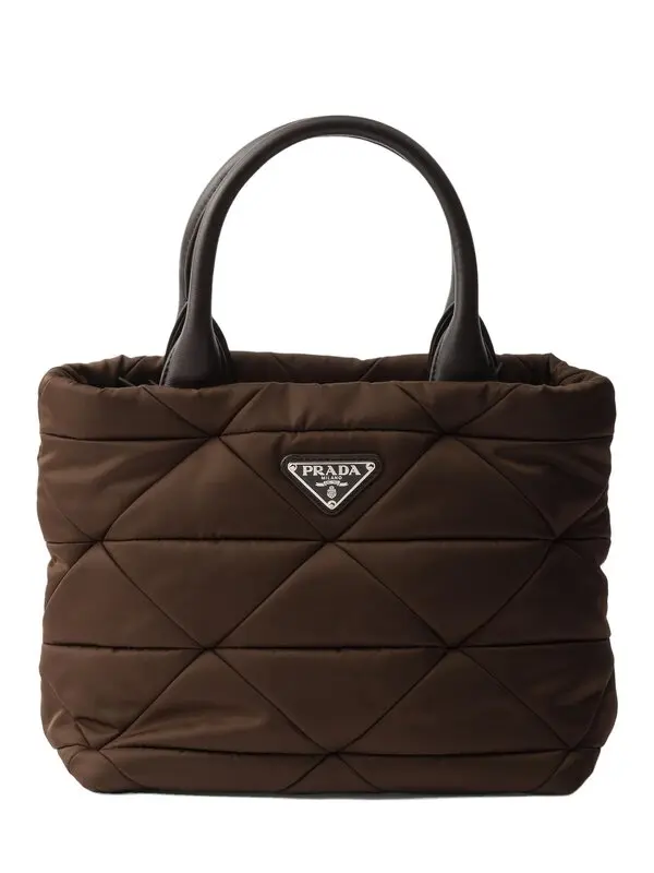 Prada Small Padded Re-nylon Tote - Brown