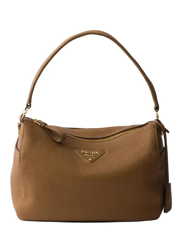 Prada Medium Leather Shoulder Bag - Brown