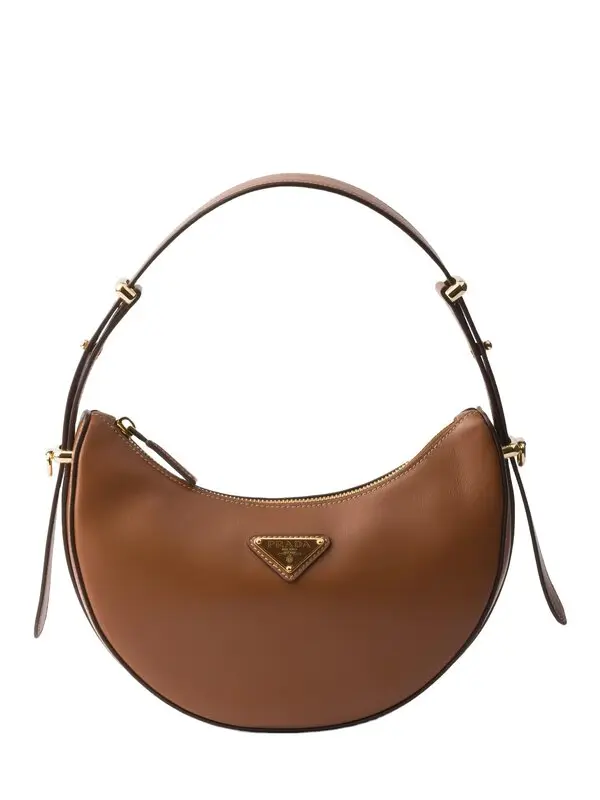 Prada Arqué Mini Leather Shoulder Bag - Brown