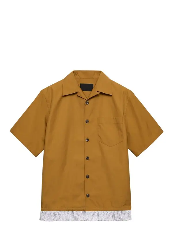Prada Cotton Blend Fringed Bowling Shirt - Yellow