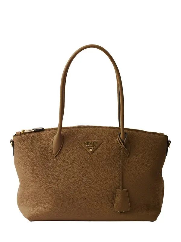 Prada Large Leather Tote Bag - Brown