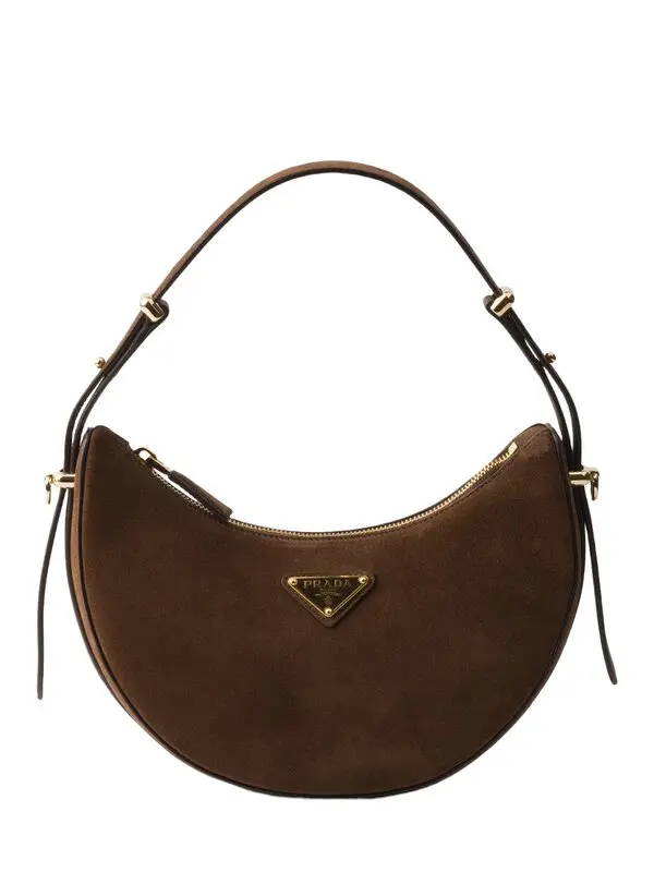 Prada Arqué Mini Suede Shoulder Bag - Brown