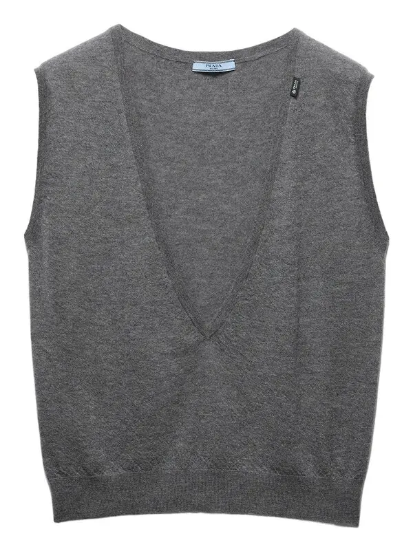 Prada Cashmere V-neck Vest - Grey