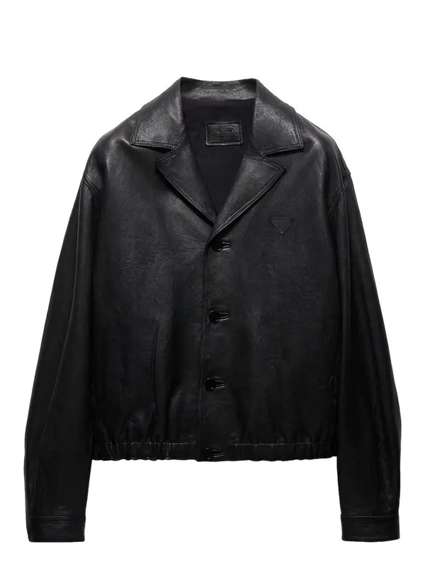 Prada Nappa Leather Shirt Jacket - Black