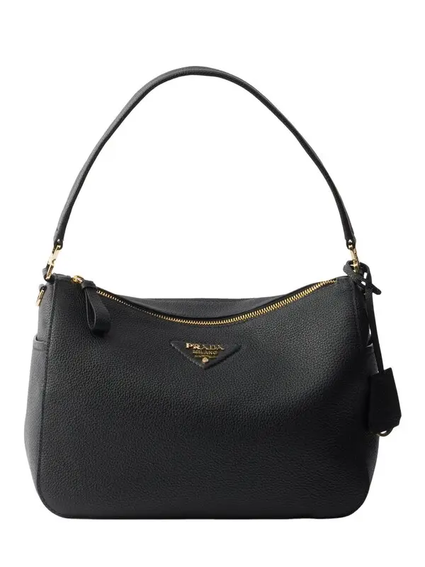 Prada Medium Leather Shoulder Bag - Black