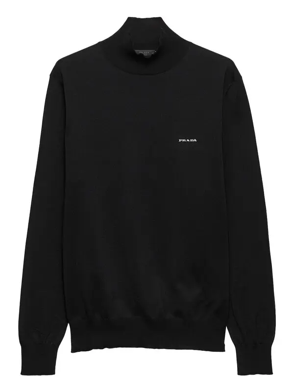 Prada Cotton Mock Turtleneck Sweater - Black