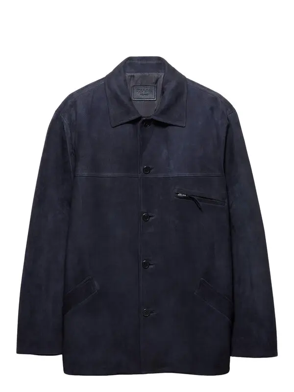 Prada Suede Caban Jacket - Blue