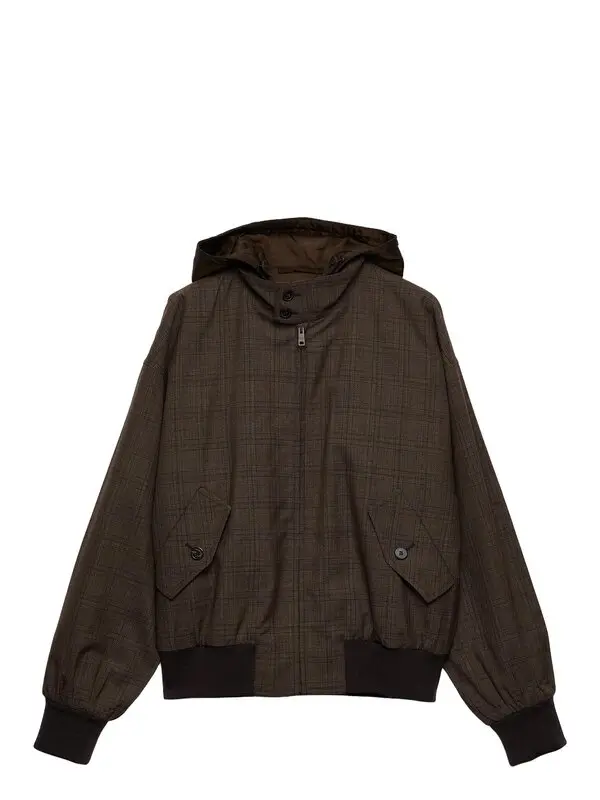 Prada Prince Of Wales Checked Wool Jacket - Brown