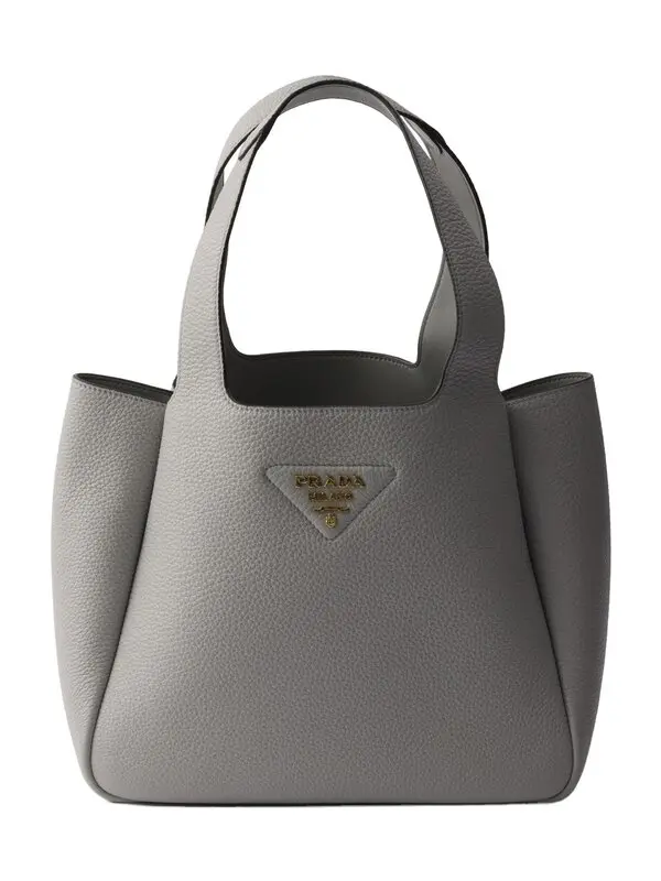 Prada Small Leather Tote - Grey