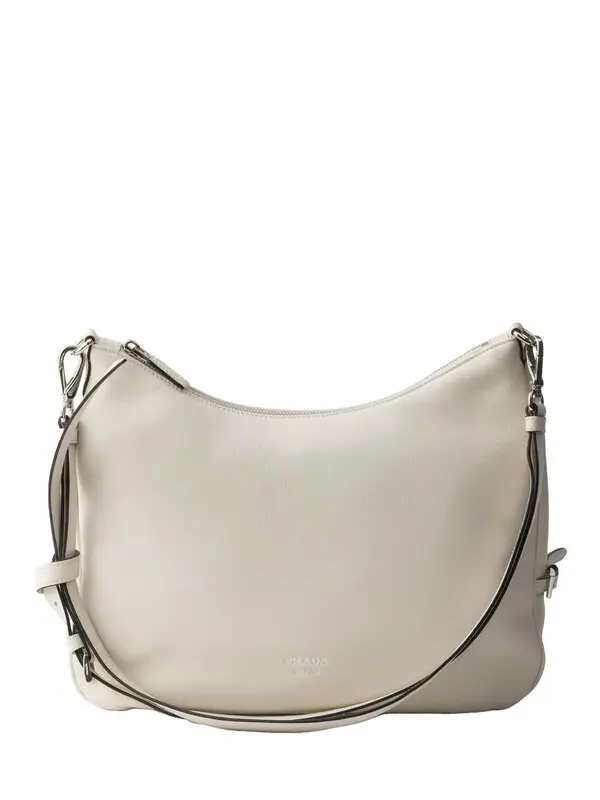 Prada Fold Leather Shoulder Bag - White