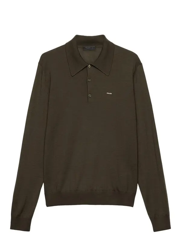 Prada Long-sleeved Superfine Wool Polo Sweater - Green