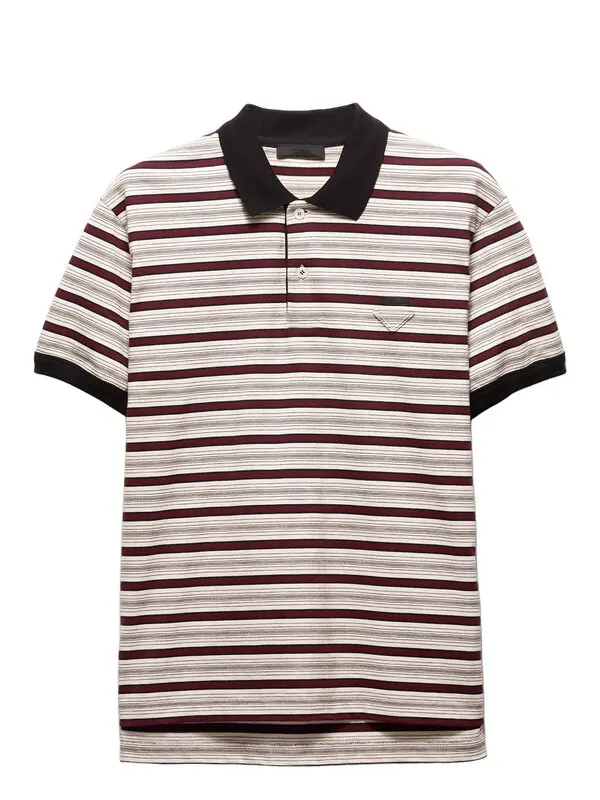 Prada Hort-leeved Cotton Polo Hirt - Neutral